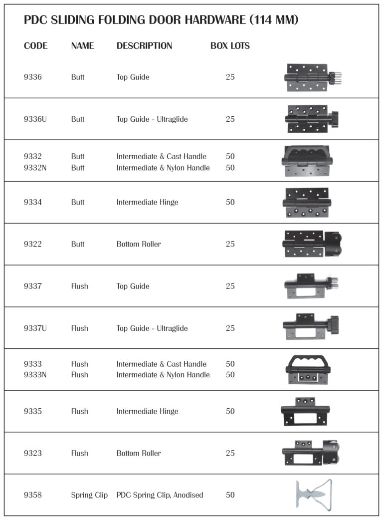 PDC Sliding & Folding Door Hardware - PDC